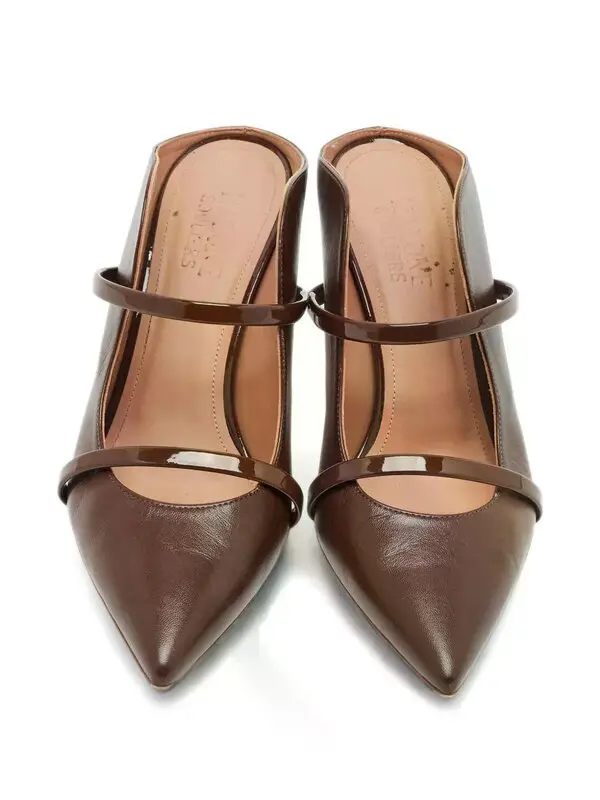 MALONE SOULIERS Leather Maureen Curved Heeled Mules - Brown