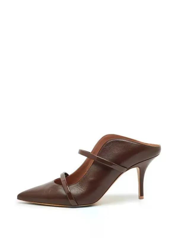 MALONE SOULIERS Leather Maureen Curved Heeled Mules - Brown