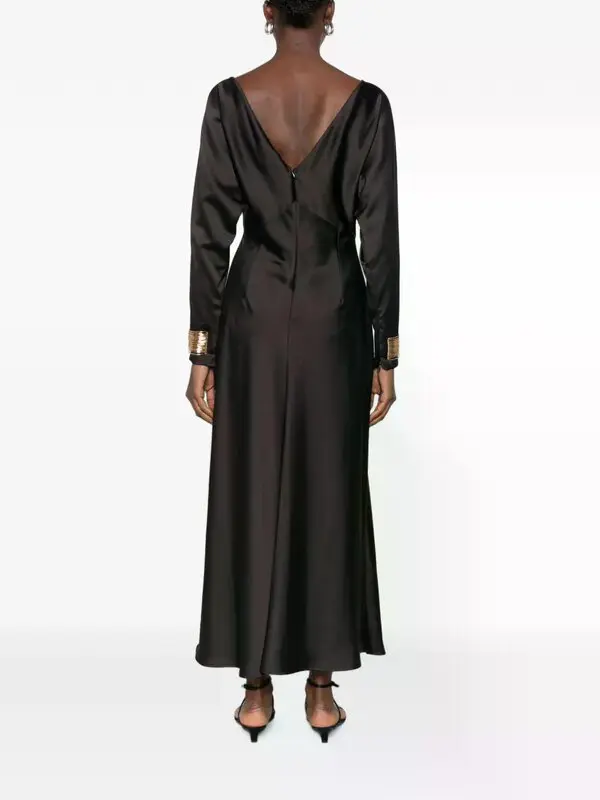 Imperial Satin-finish Long-sleeve Maxi Dress