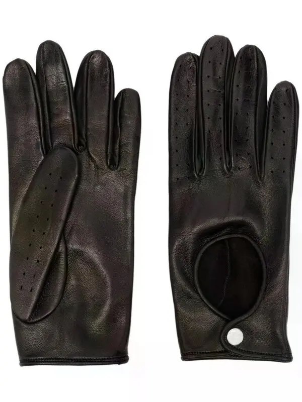 ERNEST W. BAKER Cut-out Leather Driving Gloves - Black