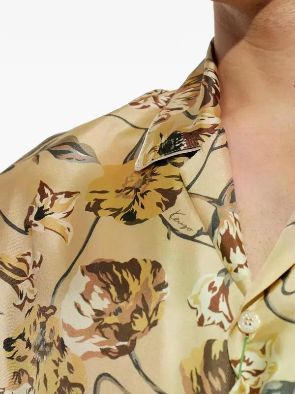 Kenzo Floral-print Silk Shirt - Neutrals