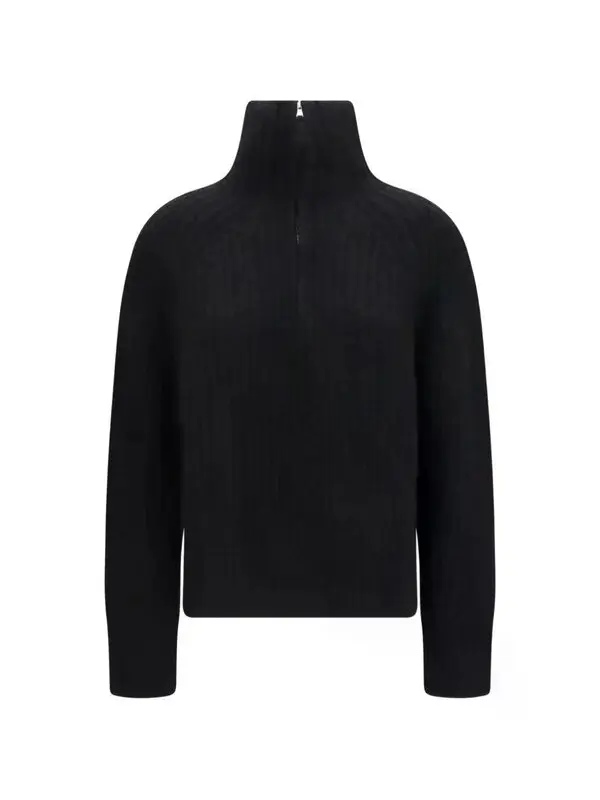 ALLUDE Ribbed-knit Half-zip Sweater