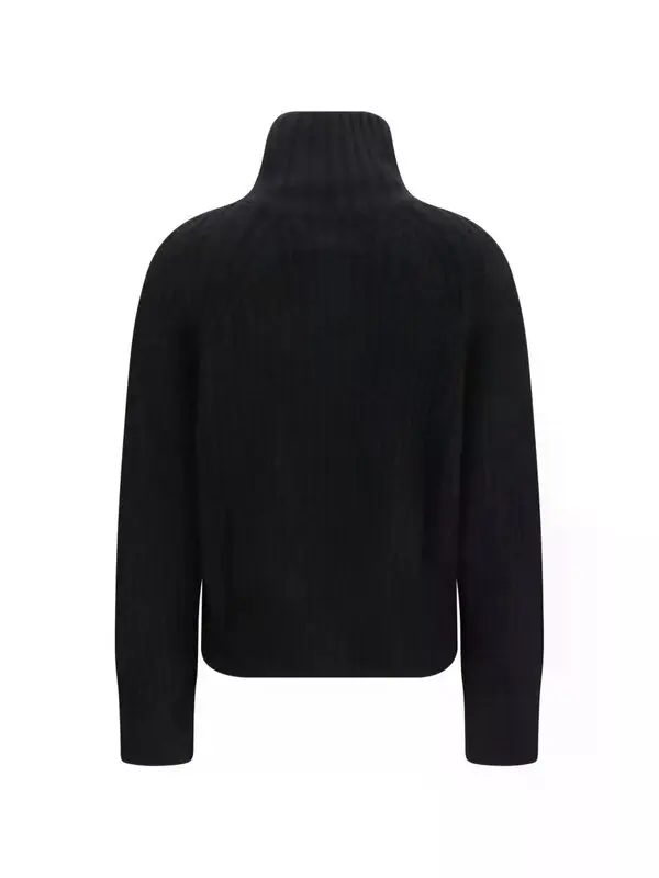ALLUDE Ribbed-knit Half-zip Sweater