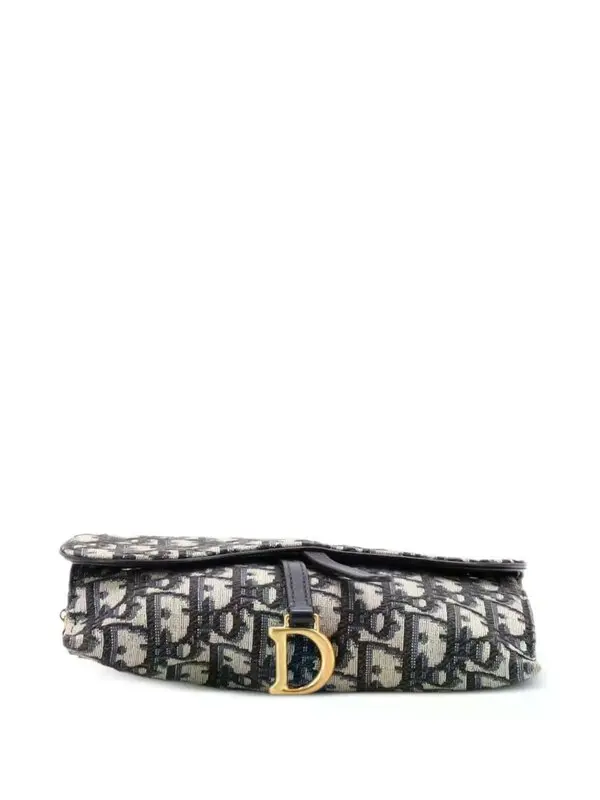 Dior Oblique Canvas Saddle Chain Wallet Crossbody Bag - Blue