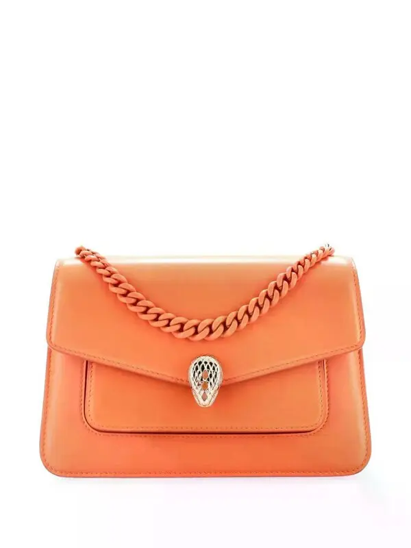 BVLGARI Serpenti Forever Maxi Chain Leather Small Crossbody Bag - Orange