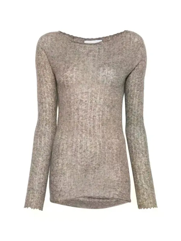 VANISE Ribbed-knit Boat-neck Top