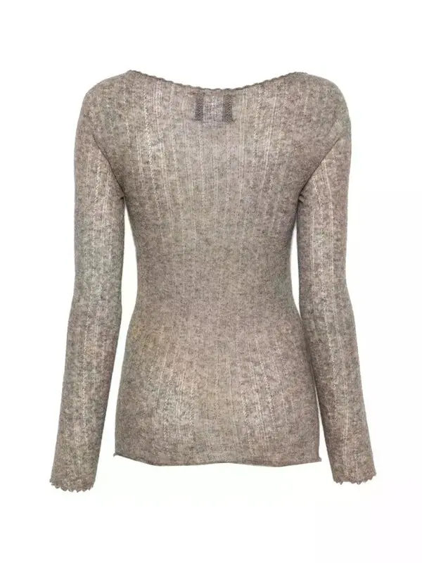 VANISE Ribbed-knit Boat-neck Top