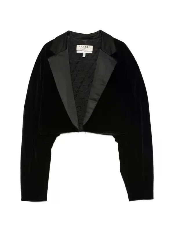A.N.G.E.L.O. VINTAGE CULT 1980s Velvet Cropped Jacket - Black