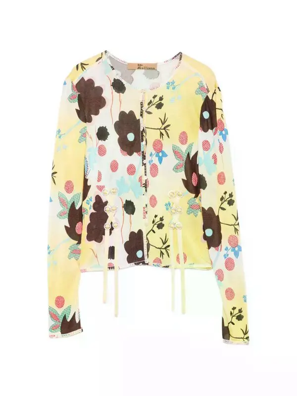 John Galliano Floral-print Lace-up Cardigan