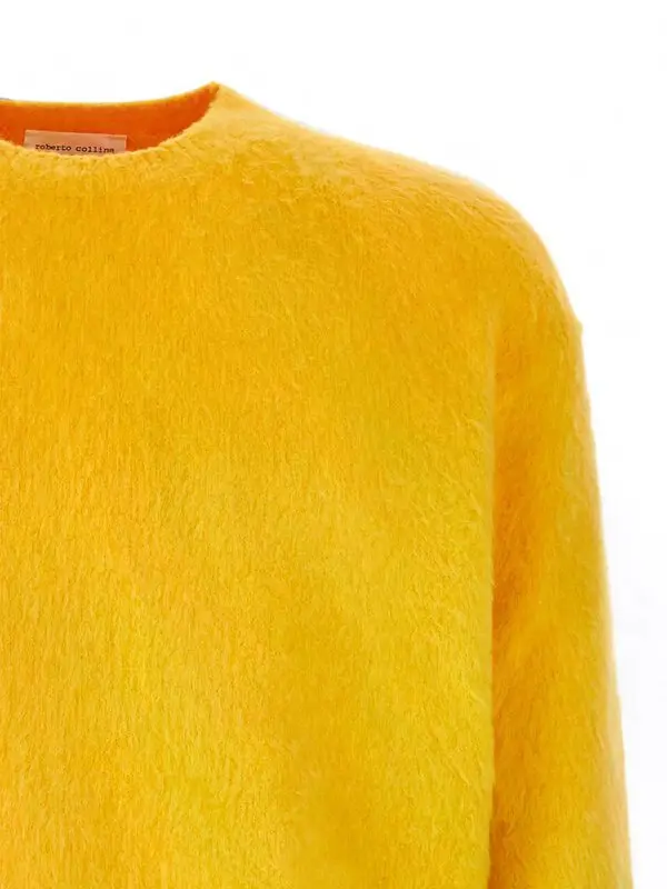 ROBERTO COLLINA Gauze Finish Brushed Texture Crew Neck Sweater - Yellow