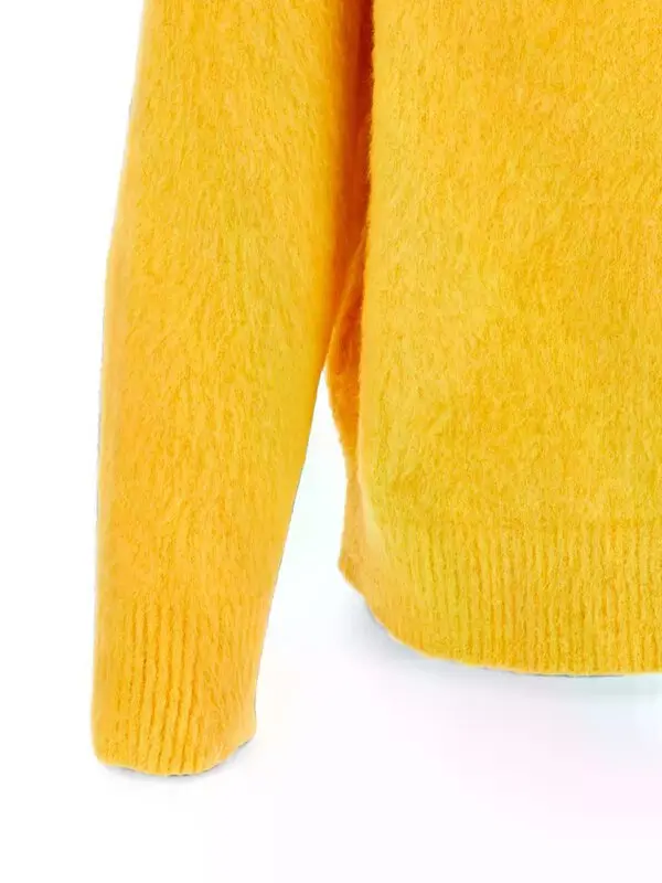 ROBERTO COLLINA Gauze Finish Brushed Texture Crew Neck Sweater - Yellow