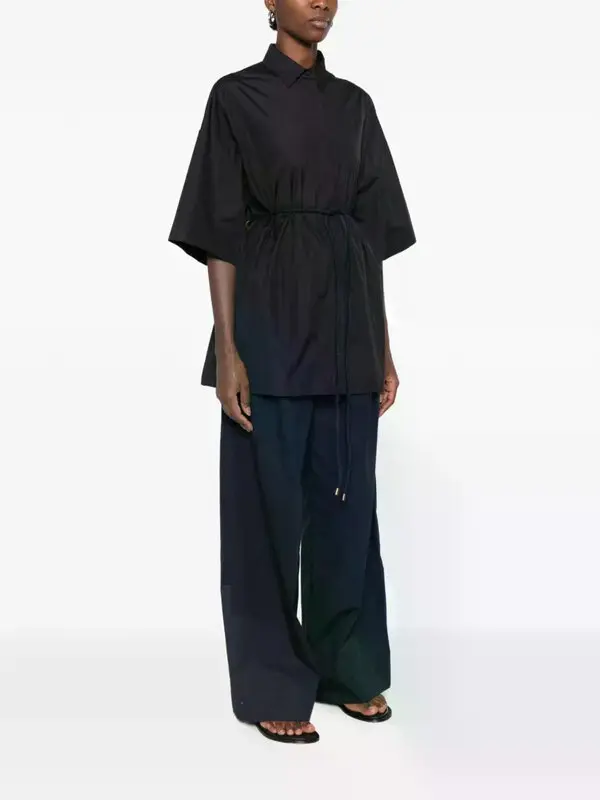 Max Mara Rope-belt Short-sleeve Shirt - Black