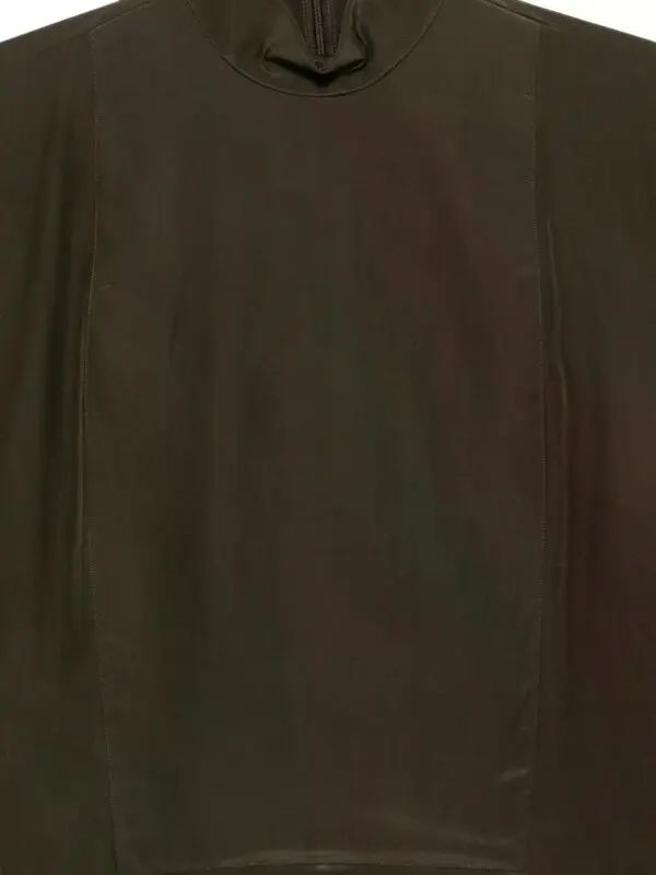 JIL SANDER Dark Silk High-neck Paneled Blouse