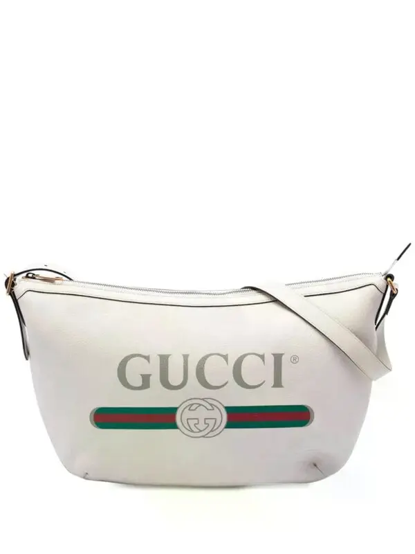 Gucci Grained Calfskin Logo Half Moon Cross Body Bag
