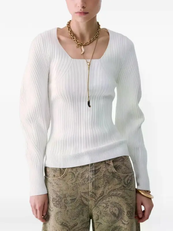 Liu Jo Balloon-sleeve Ribbed Sweater - White