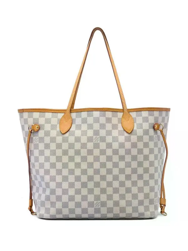 LOUIS VUITTON Damier Azur Neverfull Mm Tote Bag - White