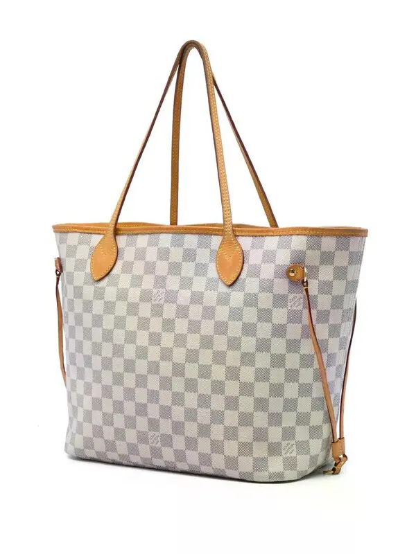 LOUIS VUITTON Damier Azur Neverfull Mm Tote Bag - White