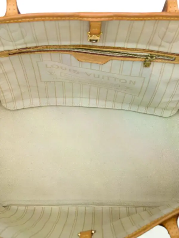 LOUIS VUITTON Damier Azur Neverfull Mm Tote Bag - White