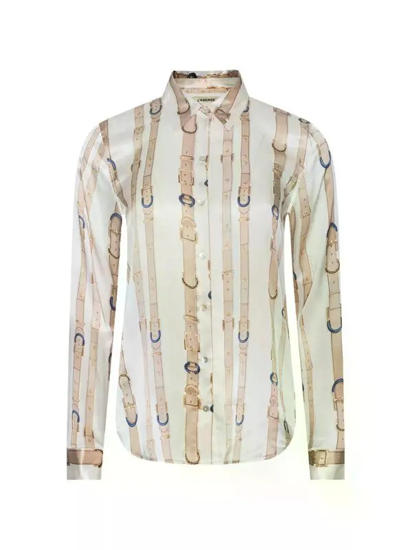 L'Agence Tyler Belt-print Blouse - Neutrals