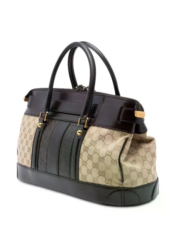 Gucci Gg Canvas And Crocodile Embossed Calfskin Secret Handbag