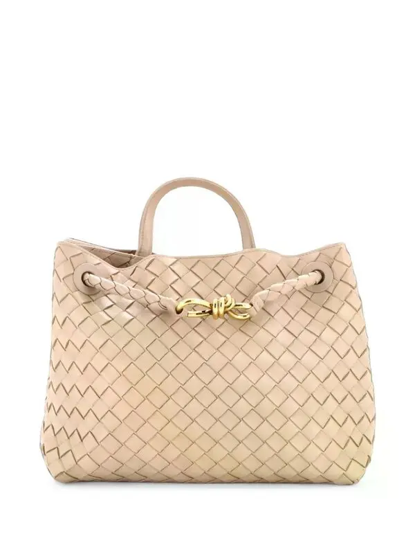 Bottega Veneta Andiamo Top Handle Bag Intrecciato Nappa Medium Satchel - Neutrals