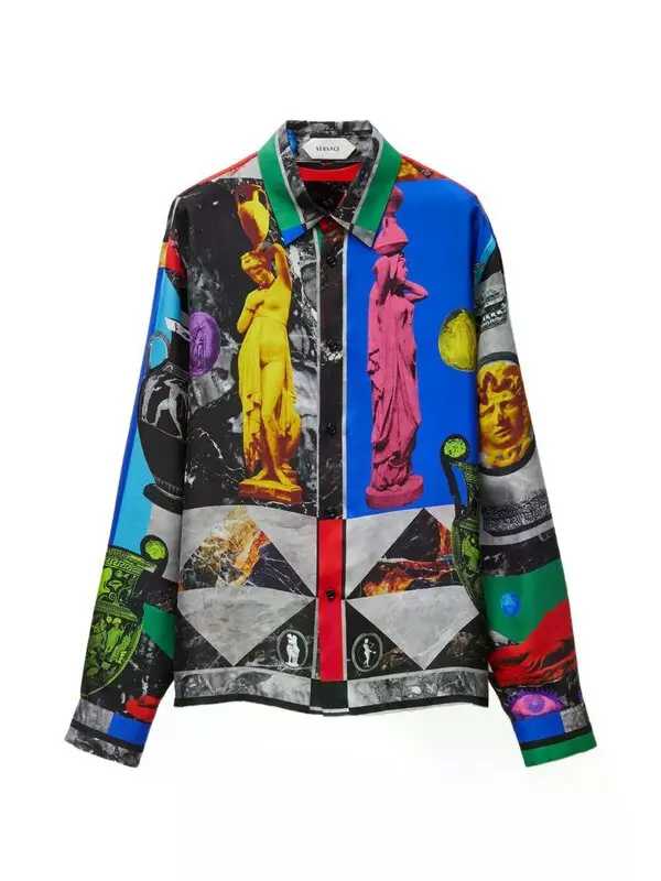 Versace Printed Silk Twill Regular Shirt