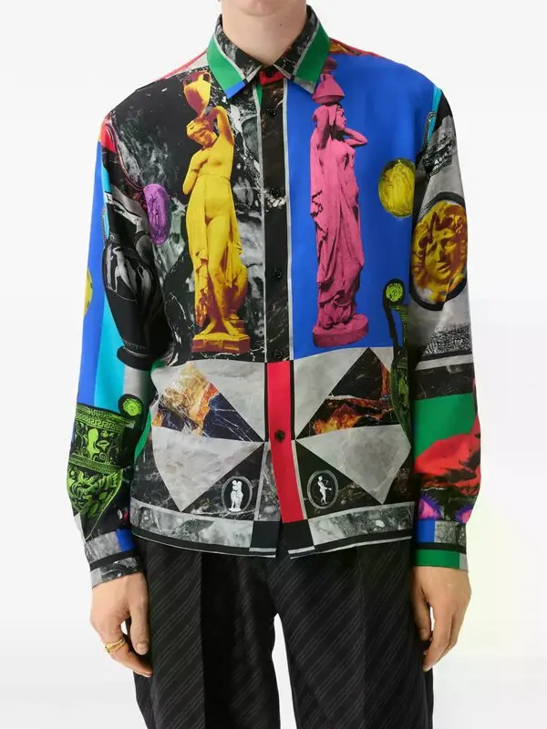 Versace Printed Silk Twill Regular Shirt