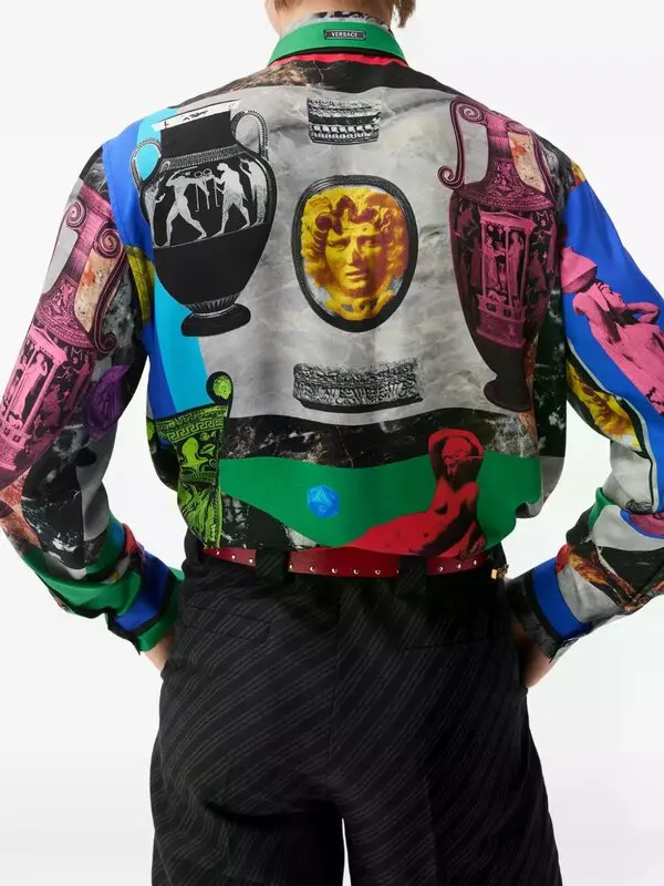 Versace Printed Silk Twill Regular Shirt