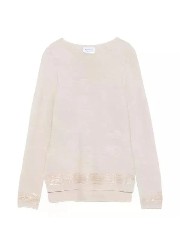 AROVESCIO Glitter-trim Boat-neck Sweater