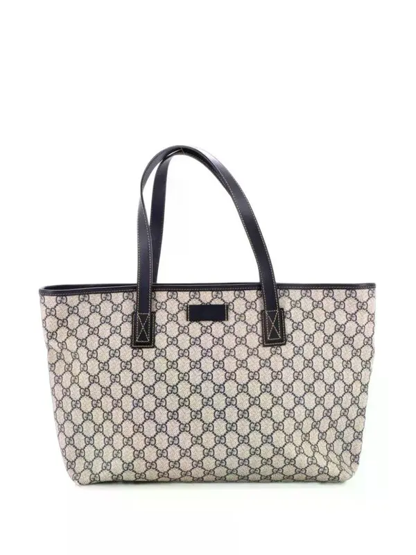 Gucci Plus Gg Coated Canvas With Leather Medium Tote Bag