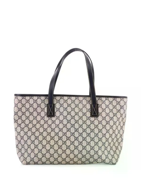 Gucci Plus Gg Coated Canvas With Leather Medium Tote Bag
