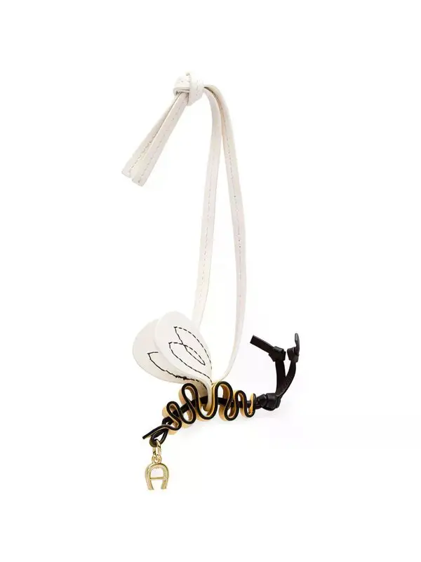 AIGNER Leather Bag Charm - White