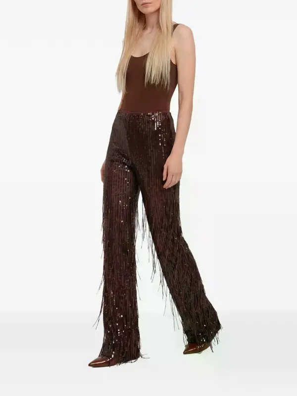 Federica Tosi Sequin-embellished High-waisted Trousers - Brown