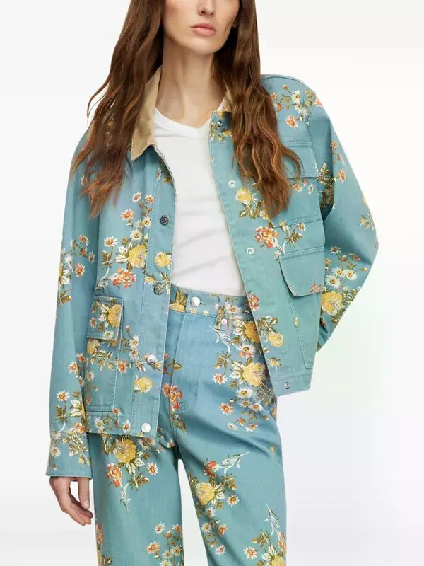 Veronica Beard Leighton Floral-print Corduroy-collar Jacket