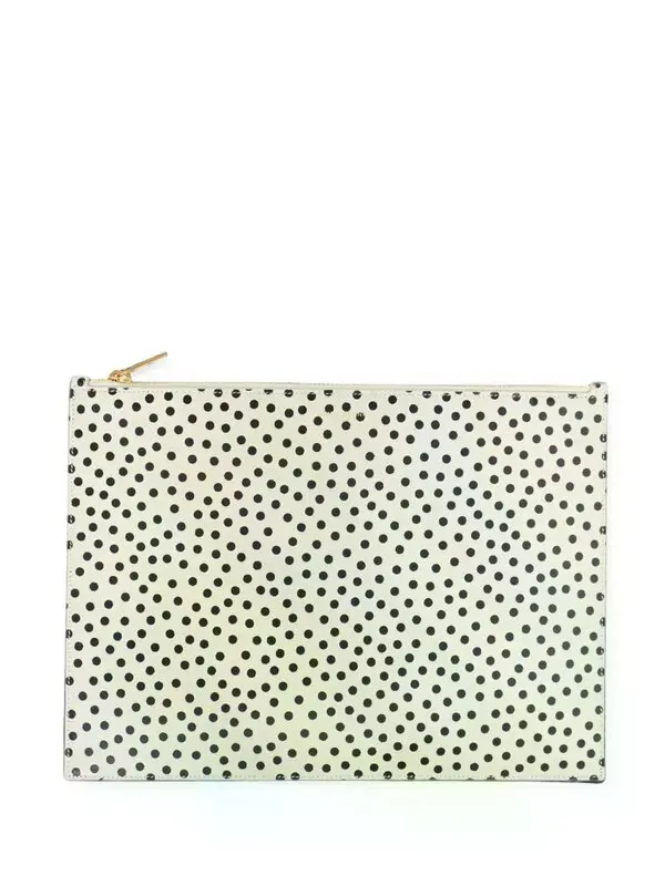Saint Laurent Polka Dot Zipped Clutch Bag - Neutrals