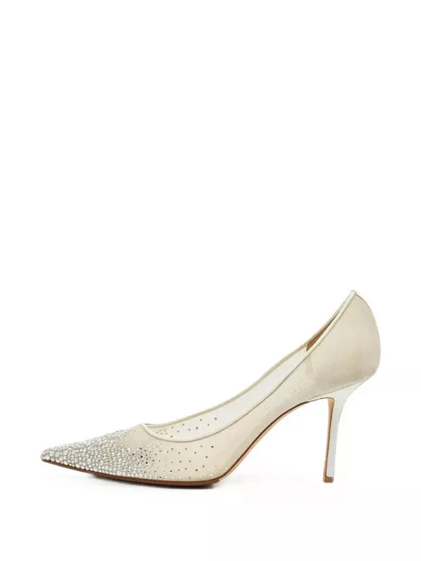 JIMMY CHOO Embellished Mesh Love Heeled Pumps