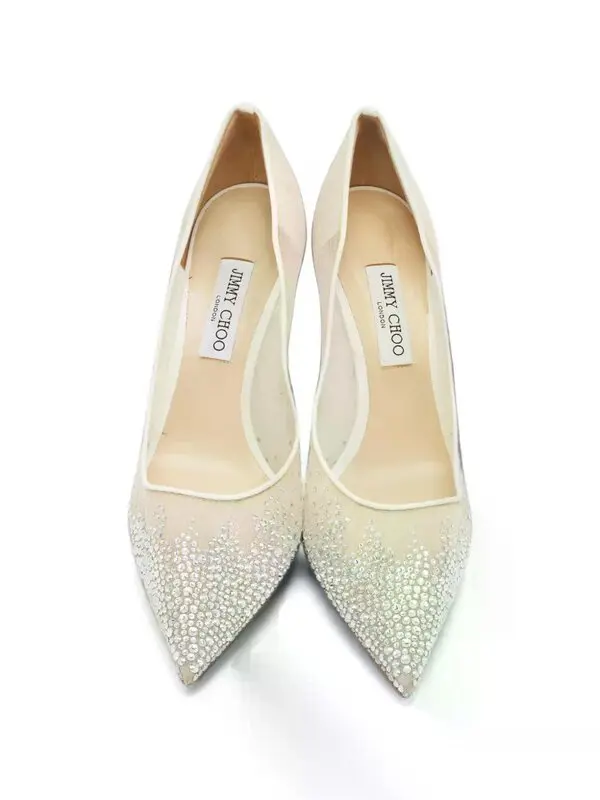 JIMMY CHOO Embellished Mesh Love Heeled Pumps