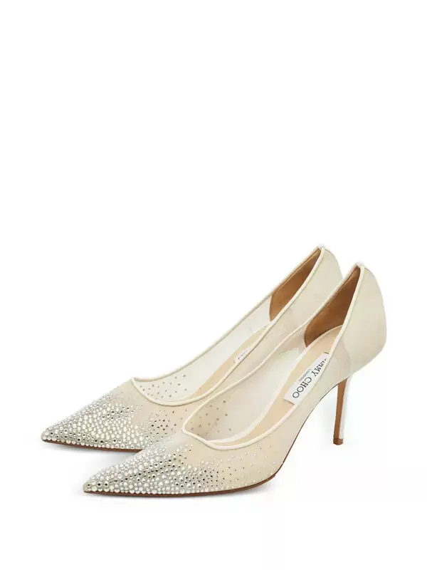JIMMY CHOO Embellished Mesh Love Heeled Pumps