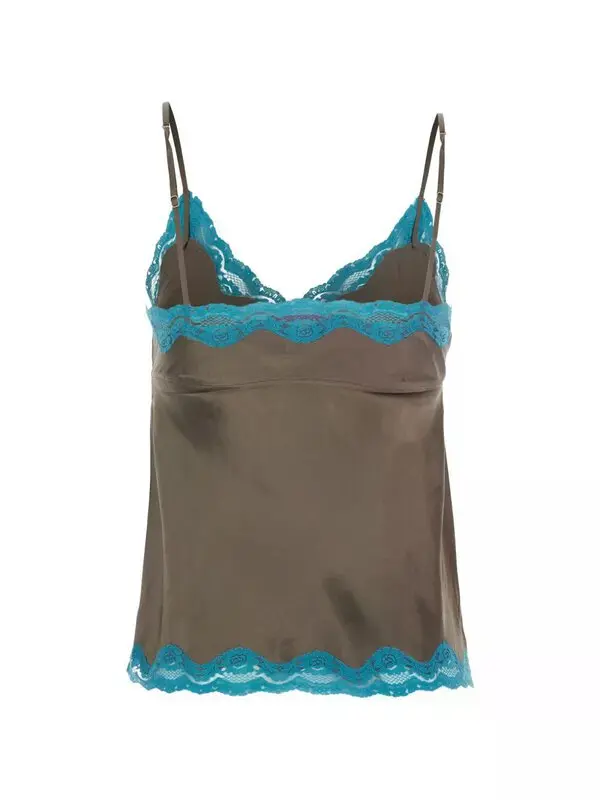 Gold Hawk Silk Lace-trim Camisole Top