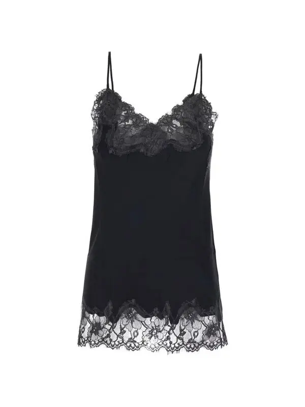 Gold Hawk Marilyn Lace-trim Silk Top - Black