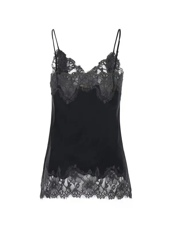 Gold Hawk Marilyn Lace-trim Silk Top - Black