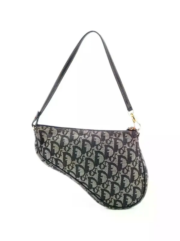 Dior Vintage Saddle Bag Diorissimo Canvas Mini Clutch Bag