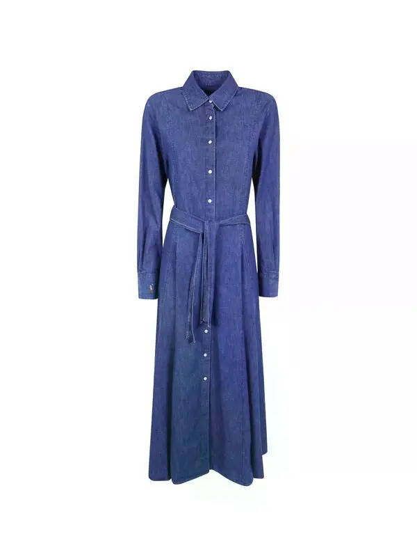 Polo Ralph Lauren Belted Button-down Midi Dress - Blue