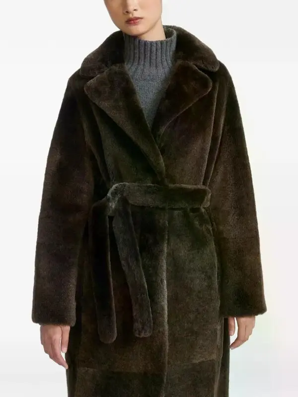YVES SALOMON Reversible Belted Shearling Coat