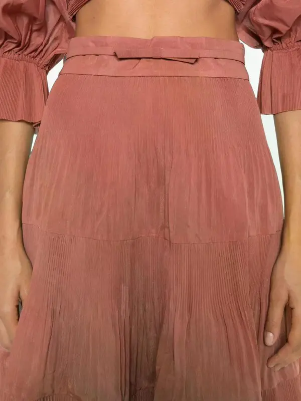 Zimmermann Pleated Tiered Midi Skirt