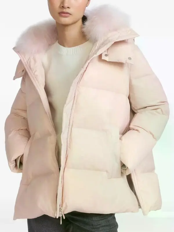 YVES SALOMON Shearling-trim A-line Jacket - Pink