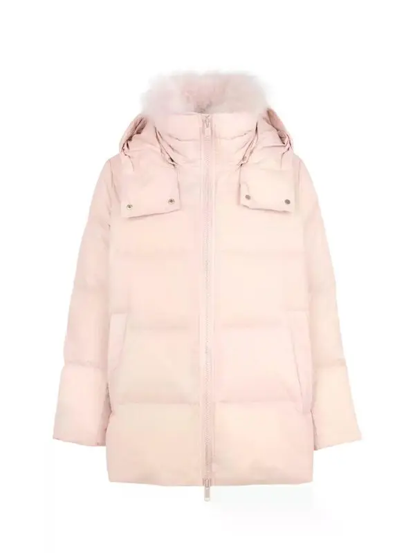 YVES SALOMON Shearling-trim A-line Jacket - Pink