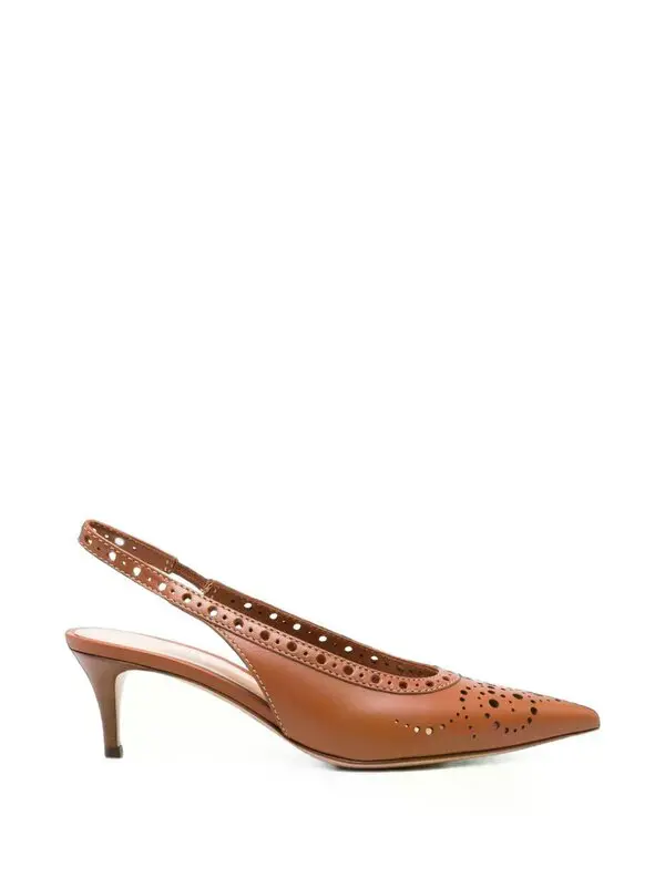 GIANVITO ROSSI Perforated Leather Slingback Pumps - Brown