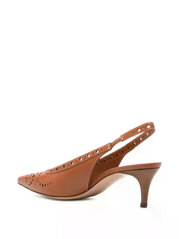 GIANVITO ROSSI Perforated Leather Slingback Pumps - Brown