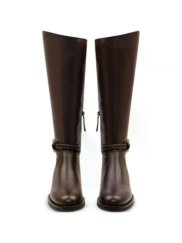 Roberto Festa Braided Buckle-detail Boots - Brown